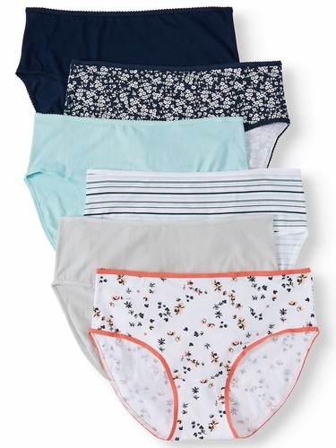 Secret Treasures Print & Basics 6 Pair Full Figure Cotton Stretch Brief ...