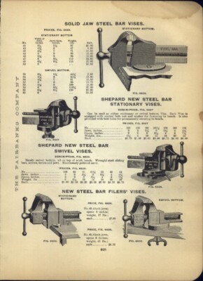 1906 PAPER AD Meadville Prentiss Steel Bar Vise Victor Filer Woodworker ...