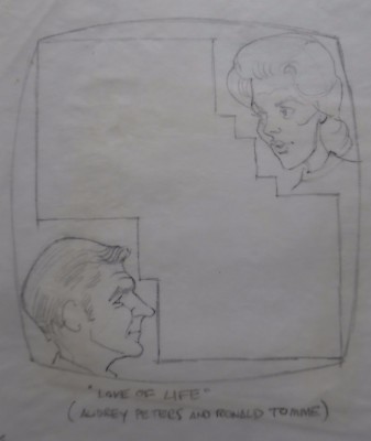 AL KILGORE drawing AUDREY PETERS & RONALD TOMME Love Of LIFE TV Soap ...