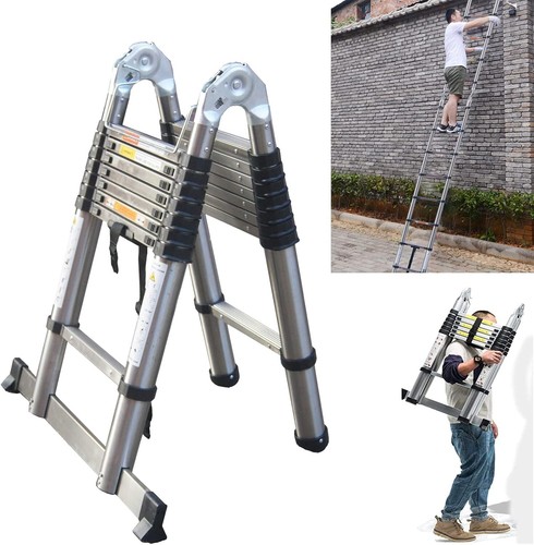 5m Ladder Multi-Purpose Telescopic Extendable Ladder Black | eBay UK
