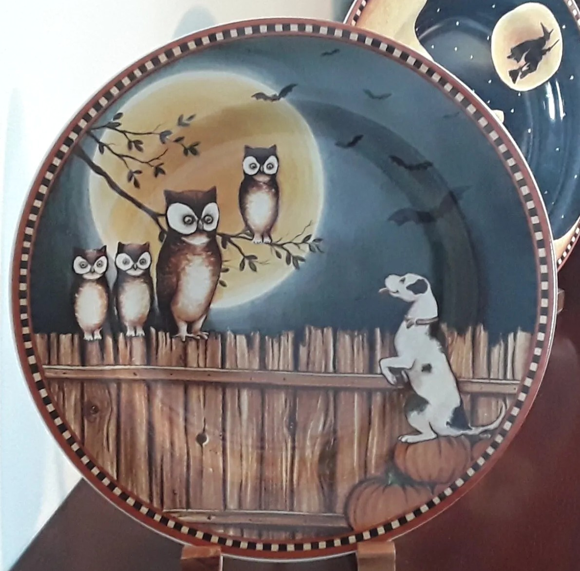 2 SAKURA "PUMPKIN HALLOW" Plates 8.25" Fall David Carter Brown EUC ...