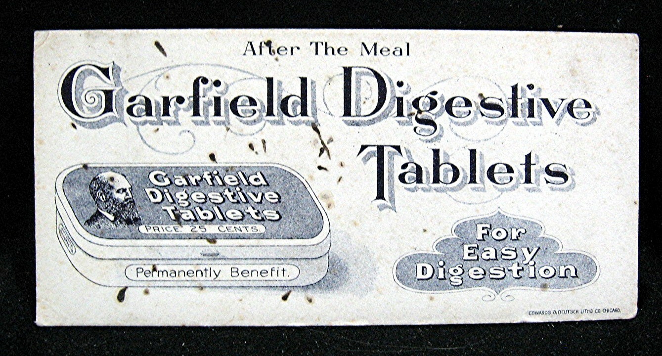 Garfield Digestive Tablet Tin Adv Ink Blotter Edwards & Deutsch Litho ...