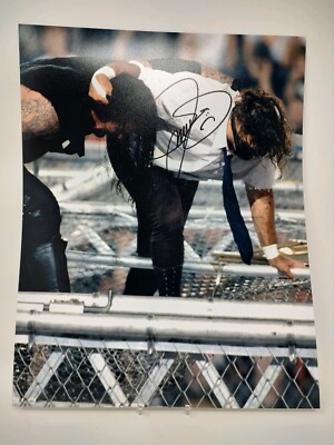 WWE WWF Mick Foley Signed 11x14 Cage Photo With The Undertaker COA BUF ...