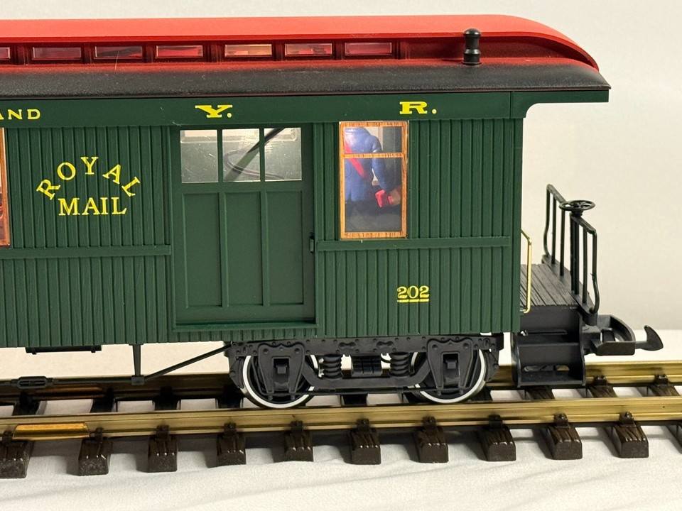 LGB G Scale WP&YR Royal Mail Passenger Car 202 WORKING Lights w Figures ...