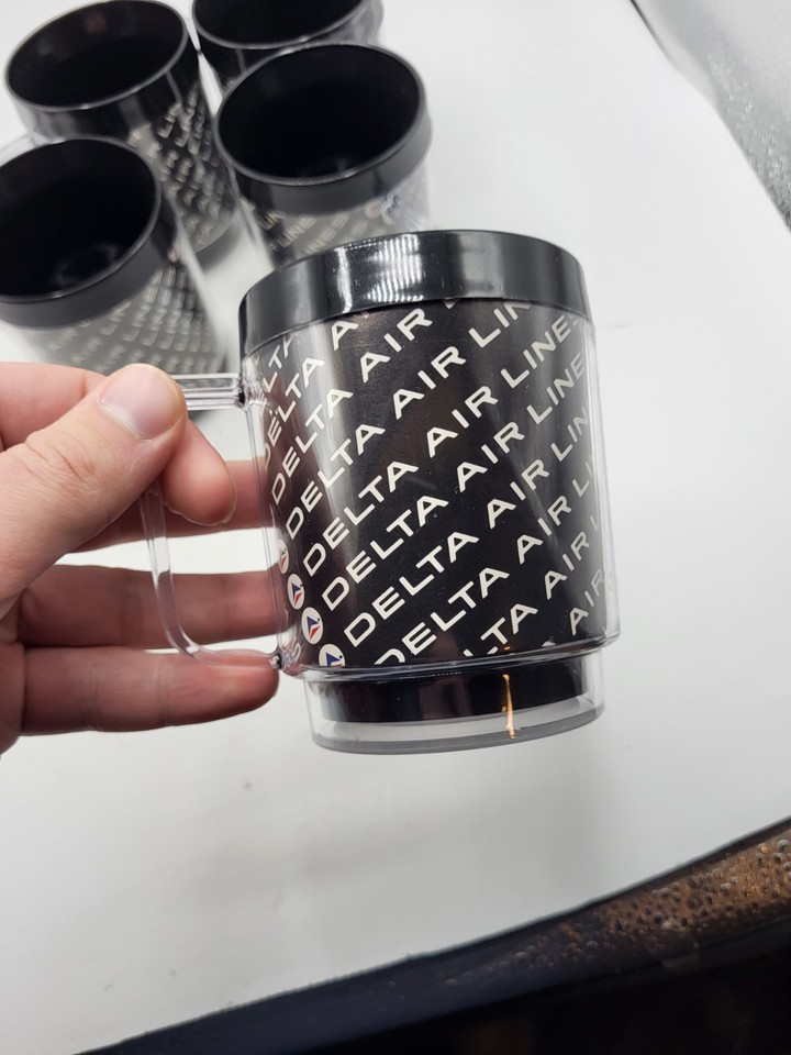 Lot 5 Vintage Delta Airlines Plastic Coffee Cup Mug Aviation Aircraft ...