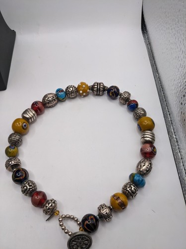 BEADazzled Art Glass Beaded Necklace With Matching Bracelet Multicolor ...