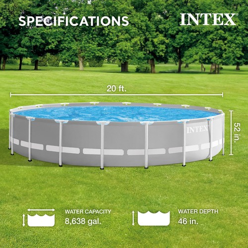 Intex 20ft x 52in Prism Frame Above Ground Pool Set with Filter Pump ...