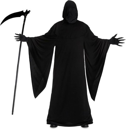Men`s Grim Reaper Costume Adult Scary Hooded Death Robe & Gloves ...