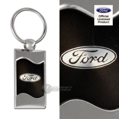 Ford Logo Black Rectangular Authentic Chrome Key Fob Keyring Keychain ...
