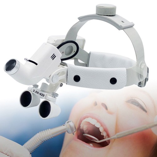 Dental Headband Magnifier 3.5x Medical Surgical Binocular Loupes +LED ...