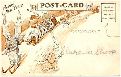 Angel Man On Skies Sleds With Boys1909 Toot Toot Clear The Track ...