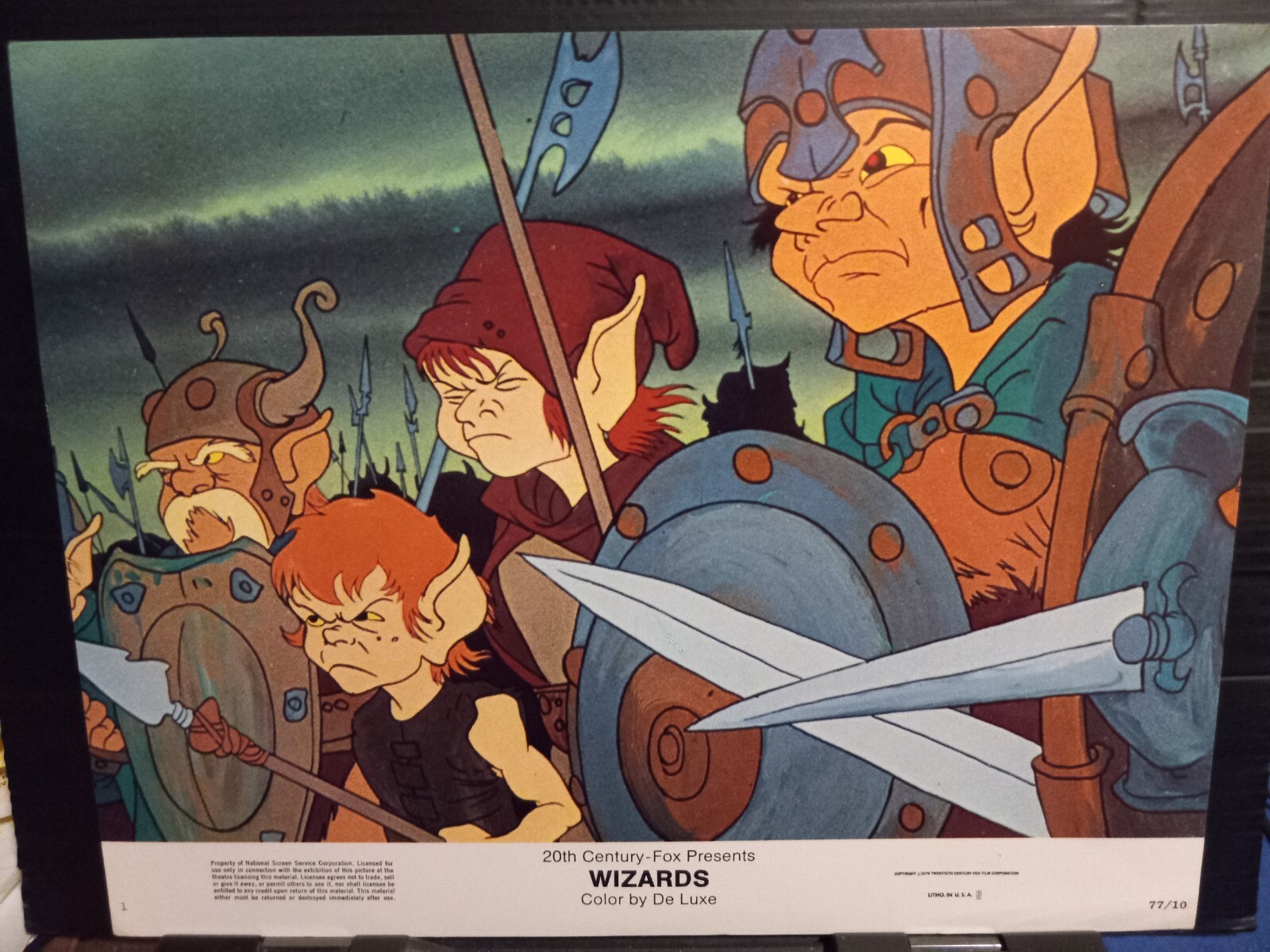 Lobby Card 1977 WIZARDS Ralph Bakshi animated army angry elves post ...