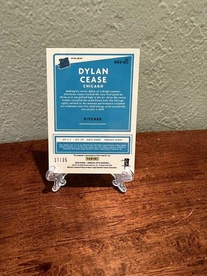2020 Panini Donruss Optic Dylan Cease Rated Rookie Teal Velocity Auto 17/35 | eBay