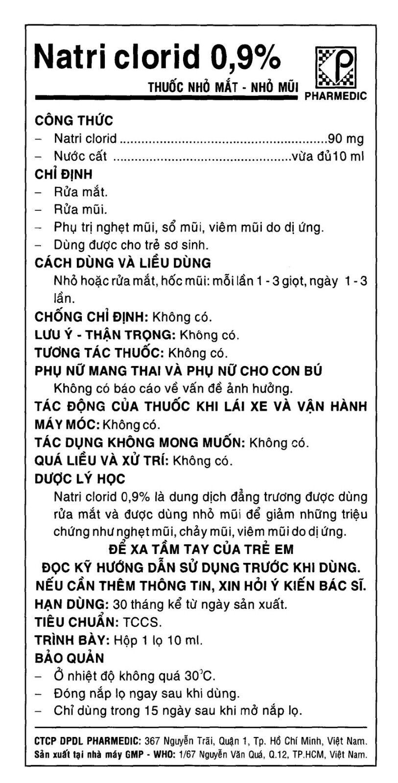 10 Boxes Natri Clorid Eye Drops 0.9%, Nasal Drop Sodium Chloride 0.9% ...