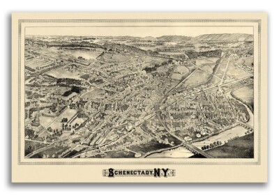 1882 Schenectady New York Vintage Old Panoramic NY City Map - 24x36 | eBay