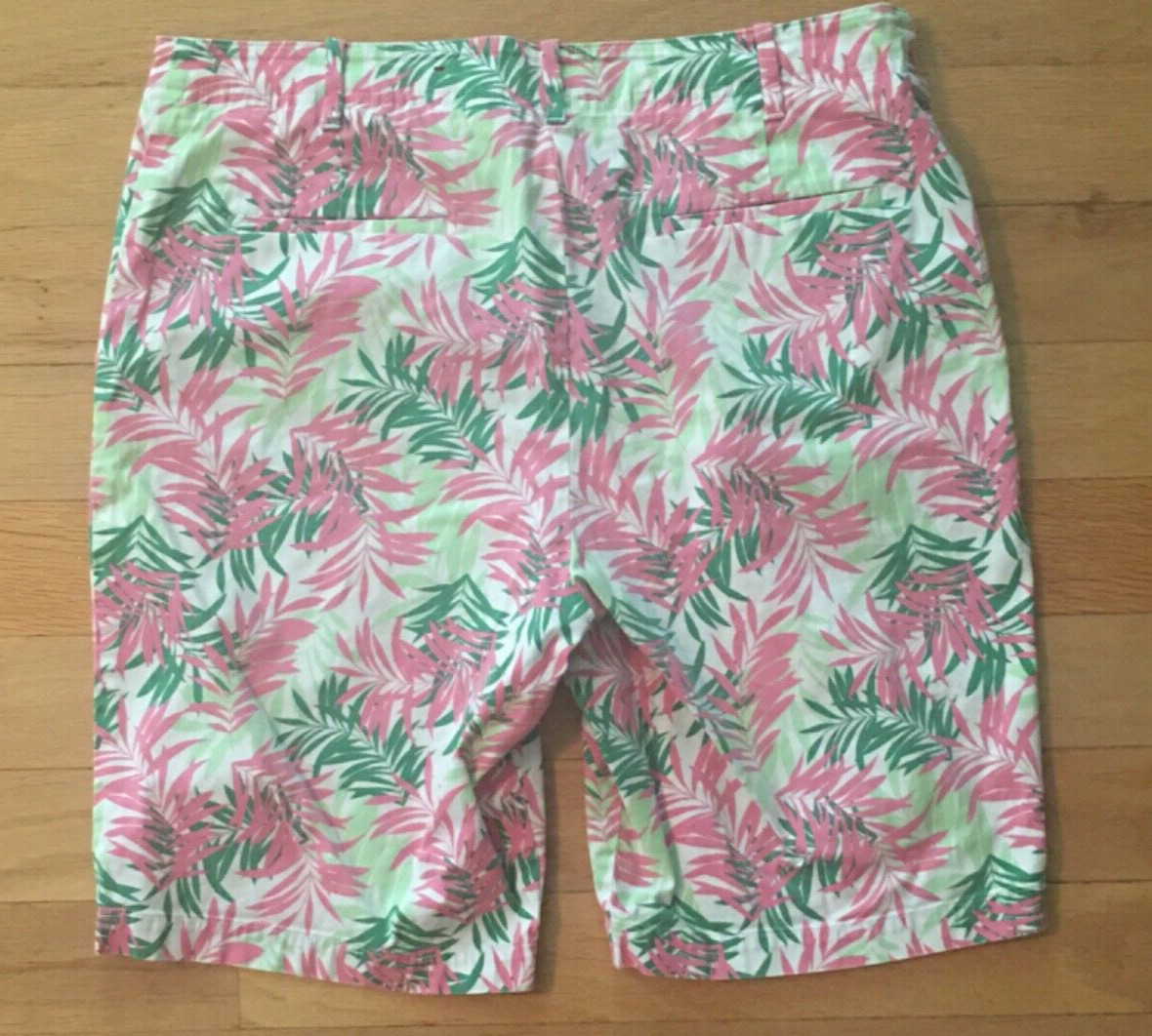 Talbots Green & Pink Leafy Pattern Bermuda Shorts - W… - Gem