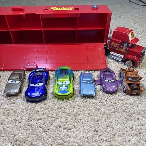 Disney Pixar Cars Mack Hauler Truck & 6 Die-Cast Racers Collection Lot ...