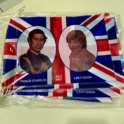 Vintage Princess Diana and Prince Charles Royal Wedding Flag Banner ...