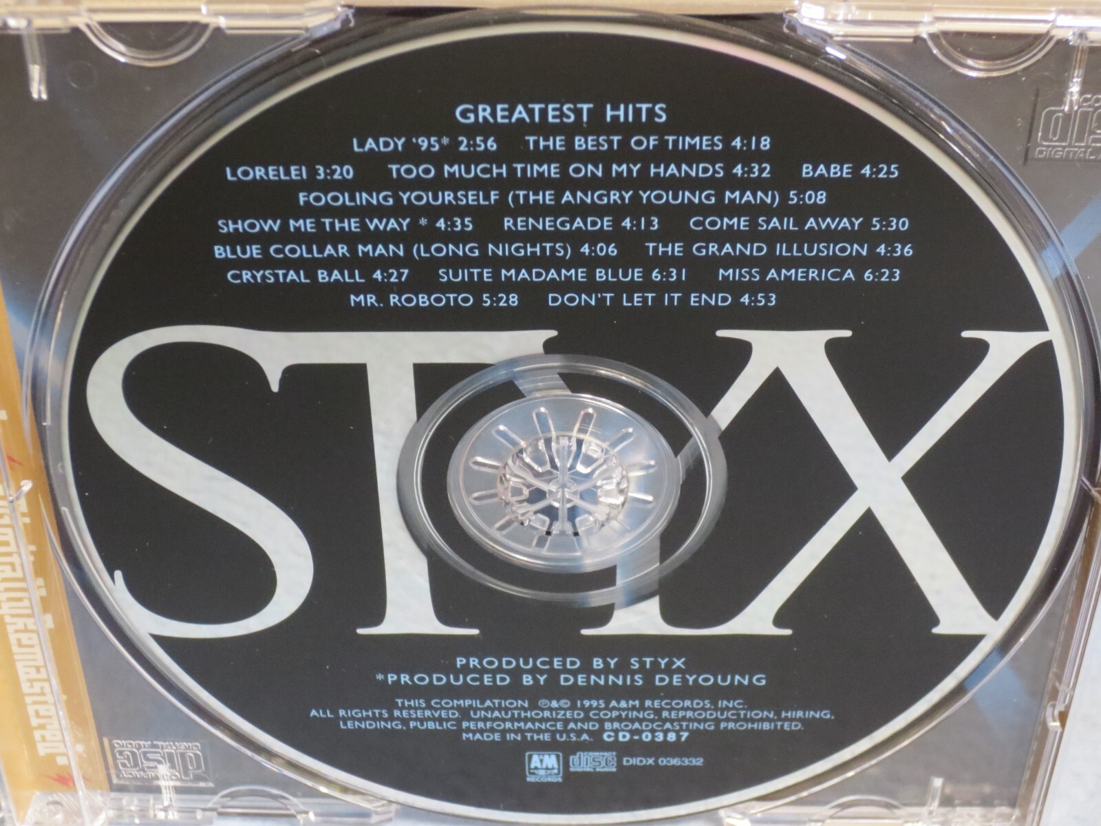 Styx - Greatest Hits ( CD - 1995 - A&M Records CD-0387 ) 731454038720| eBay