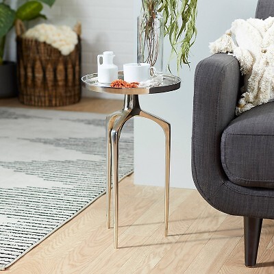 Small Contemporary Metal Tripod Accent Table Silver - Olivia & May | eBay