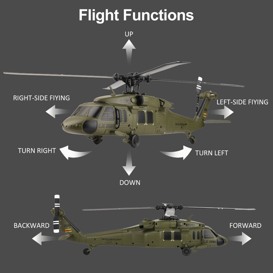 Wltoys K170 UH-60L Black Hawk 4CH 6-Axis Gyro Aircraft RC RTF ...