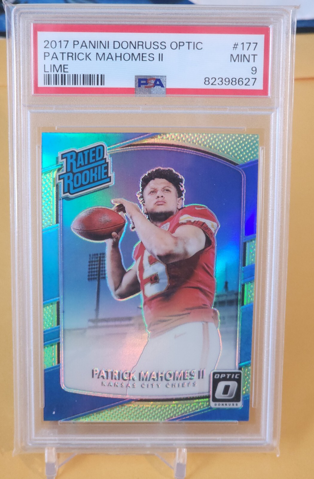 2017 Donruss Optic - Rated Rookie Lime Green Prizm #177 Patrick Mahomes ...