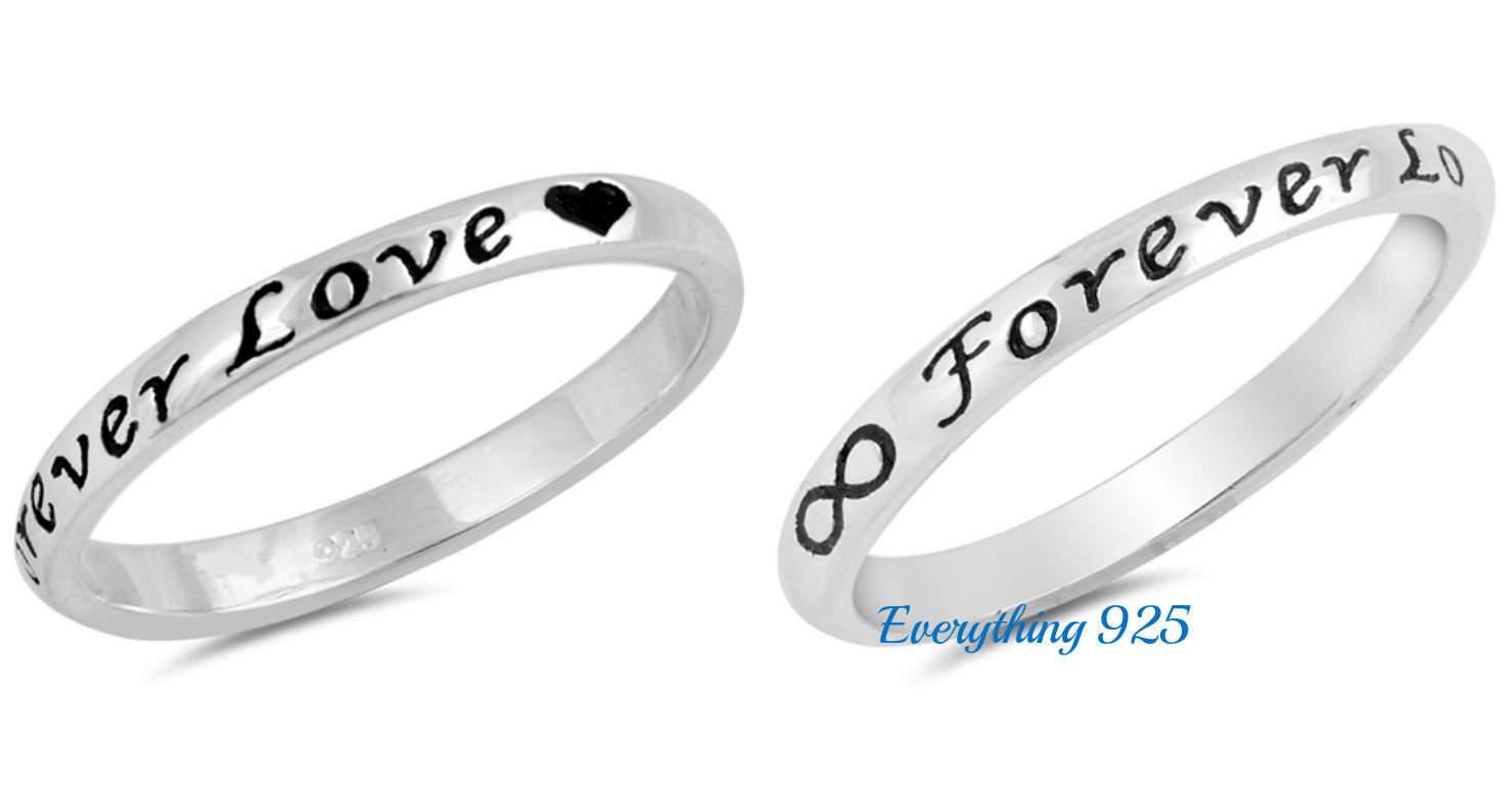 Sterling Silver 925 Pretty Design "Forever Love" Promise Ring 2mm Sizes ...