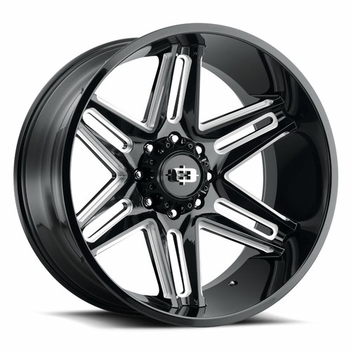 One 22x10 Vision 363 Razor 8x180 ET-19 Gloss Black Milled Spoke Wheel ...