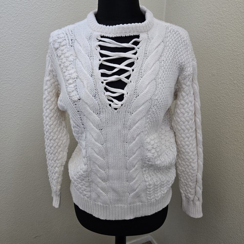 Miranda Lambert IDYLLWIND Knit Sweater White Laced Criss Cross Front ...