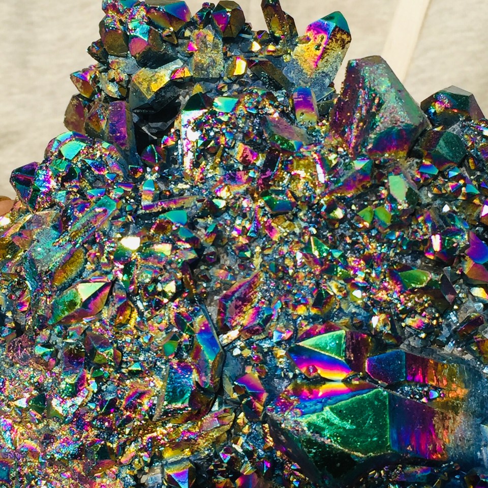 3.9kg Large Rainbow Flame Titanium Quartz Crystal Cluster Rough ...