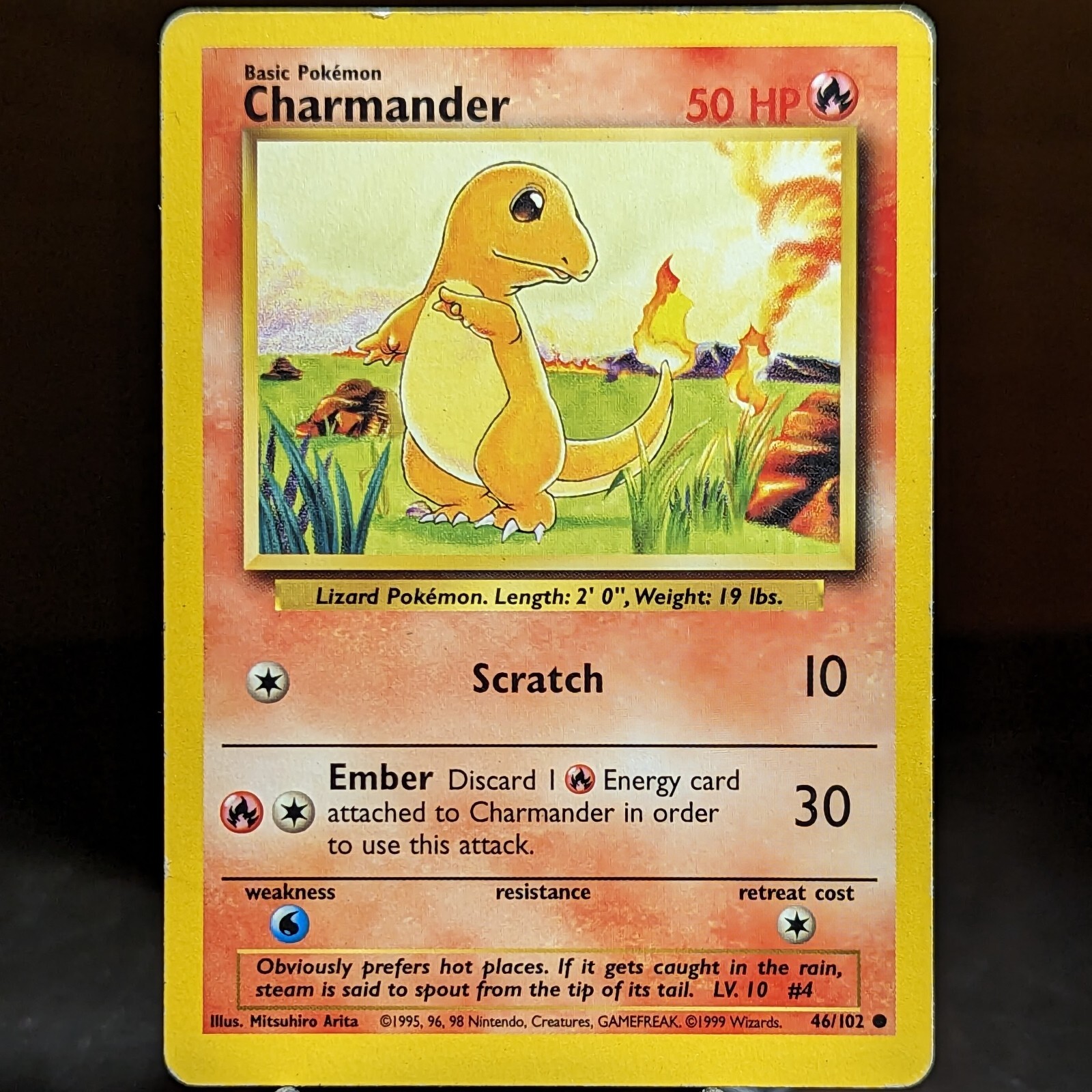 Charmander 46/102 LP Base Set Unlimited Pokemon WotC Vintage Card fire ...
