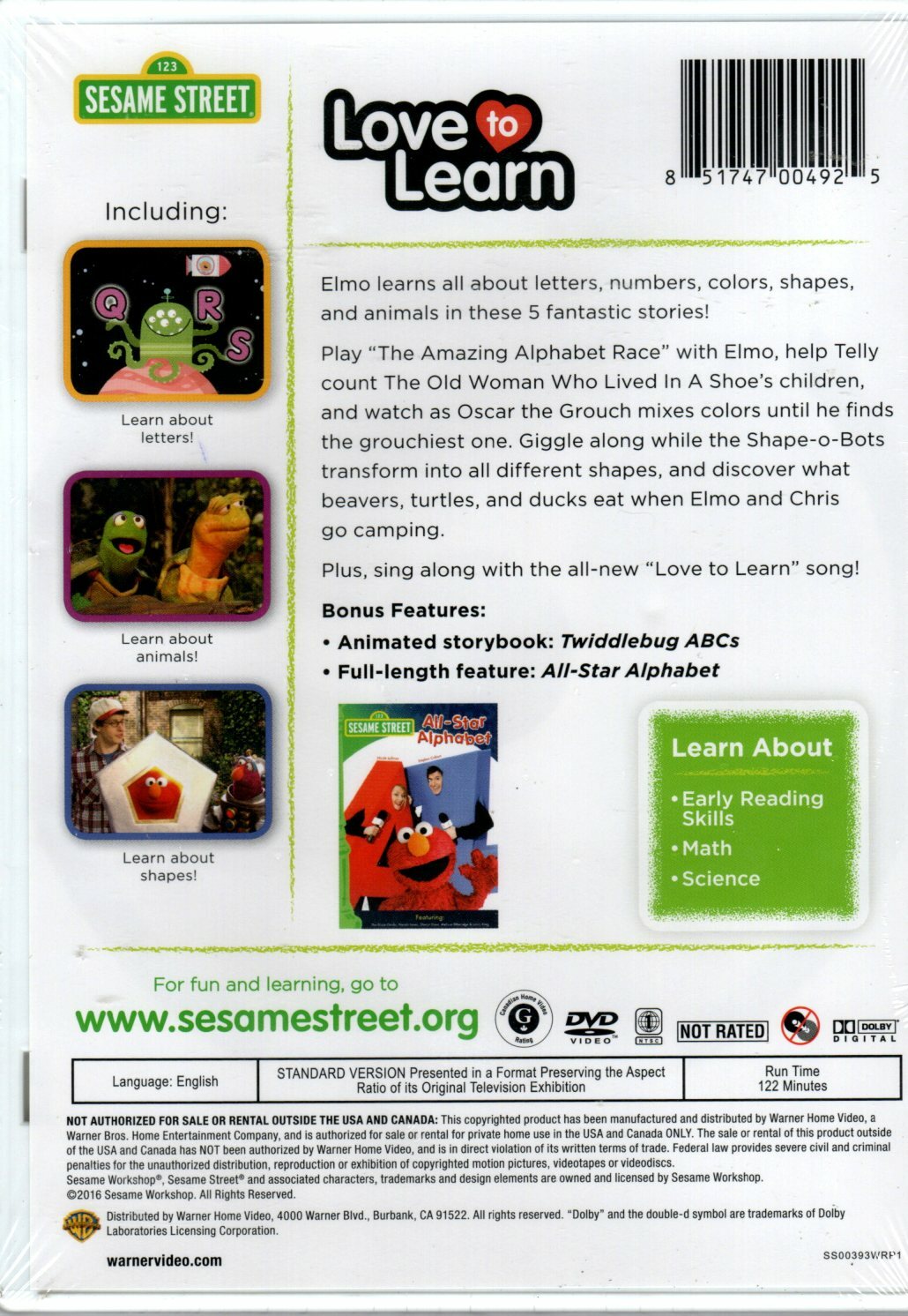 Sesame Street: Love to Learn (DVD) for sale online | eBay