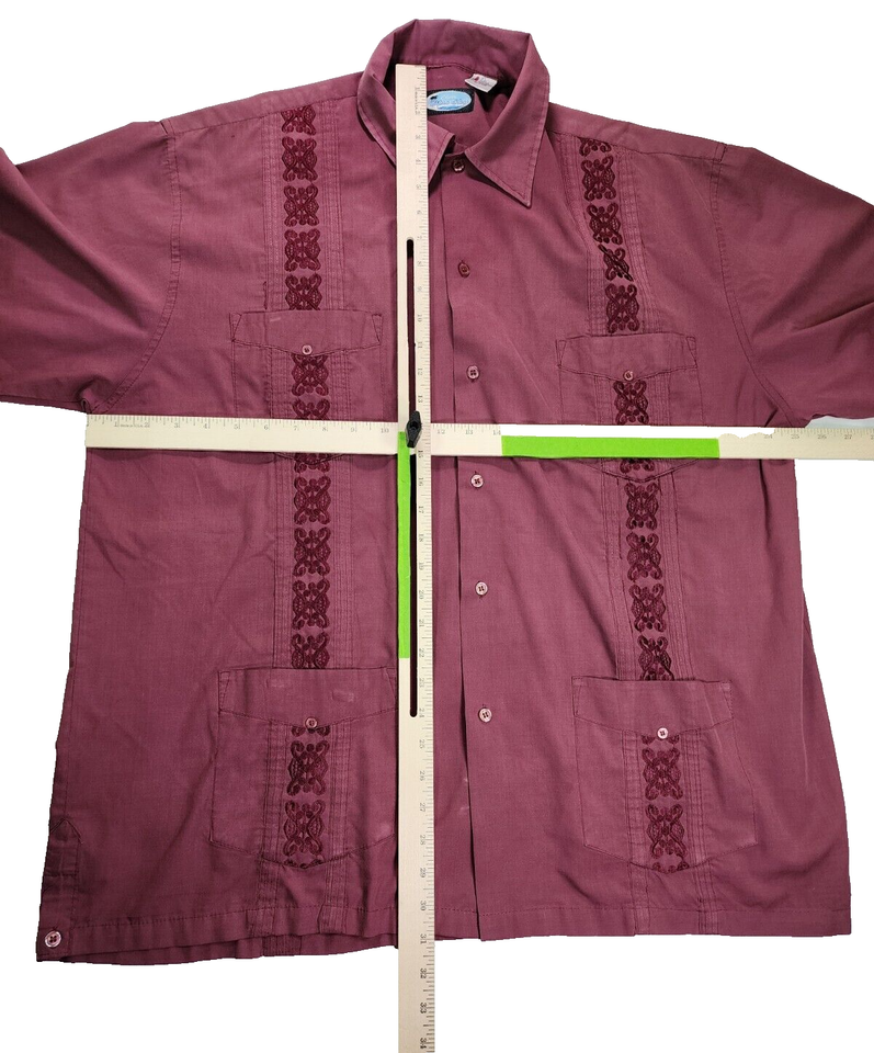 Vintage Clear Blue Sky Short Sleeves Burgundy Cuban Shirt Sz XL | eBay