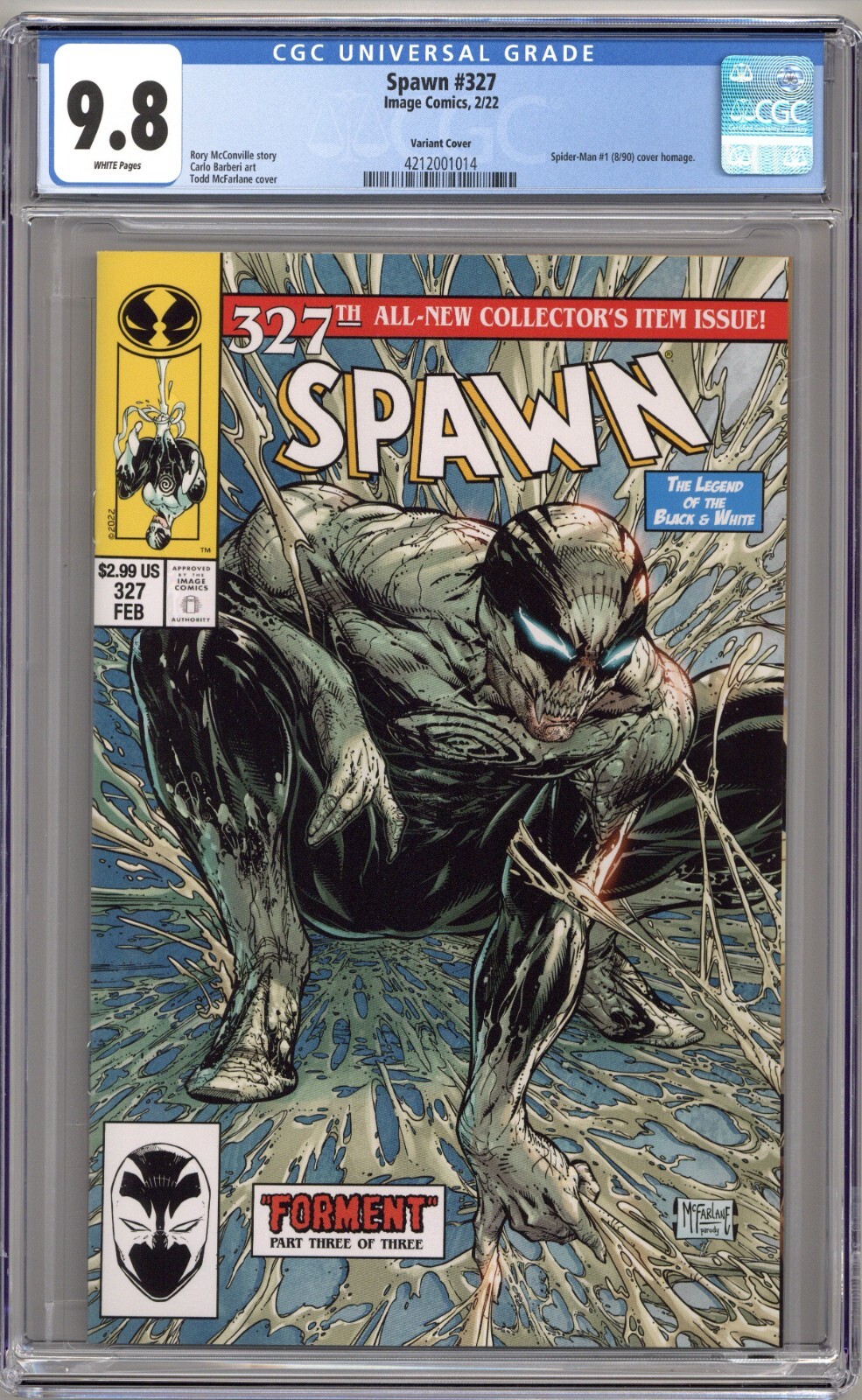 Spawn #327 (2022) CGC 9.8 NM/M - McFarlane Variant Spider-Man 1 Cover Homage | eBay