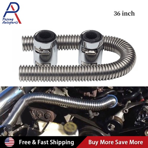 Universal 36" Stainless Steel Radiator Flexible Coolant Water Hose Kit ...
