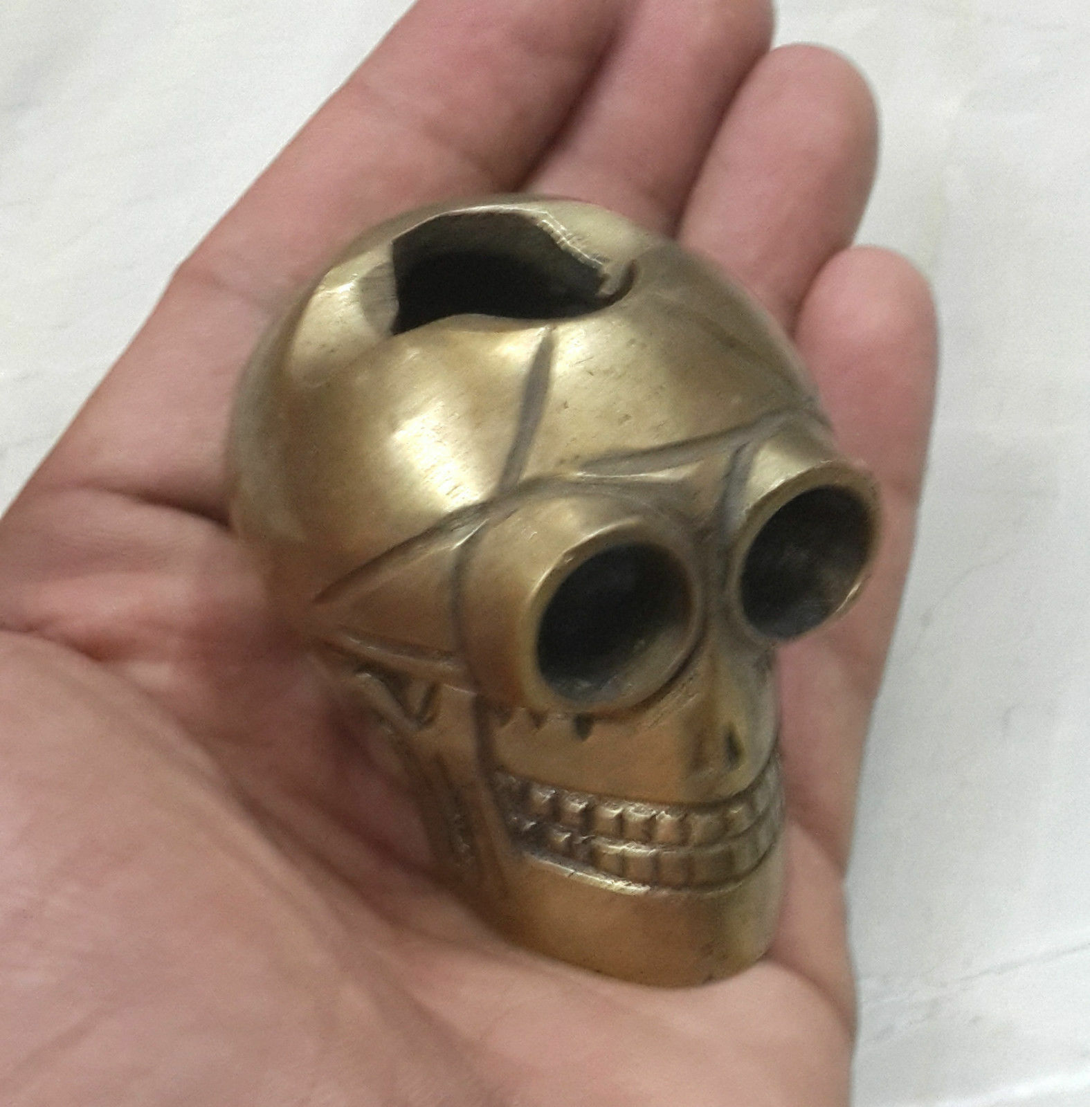 Brass Human Skull Paperweight Victorian Style Handmade Restaurant Table ...