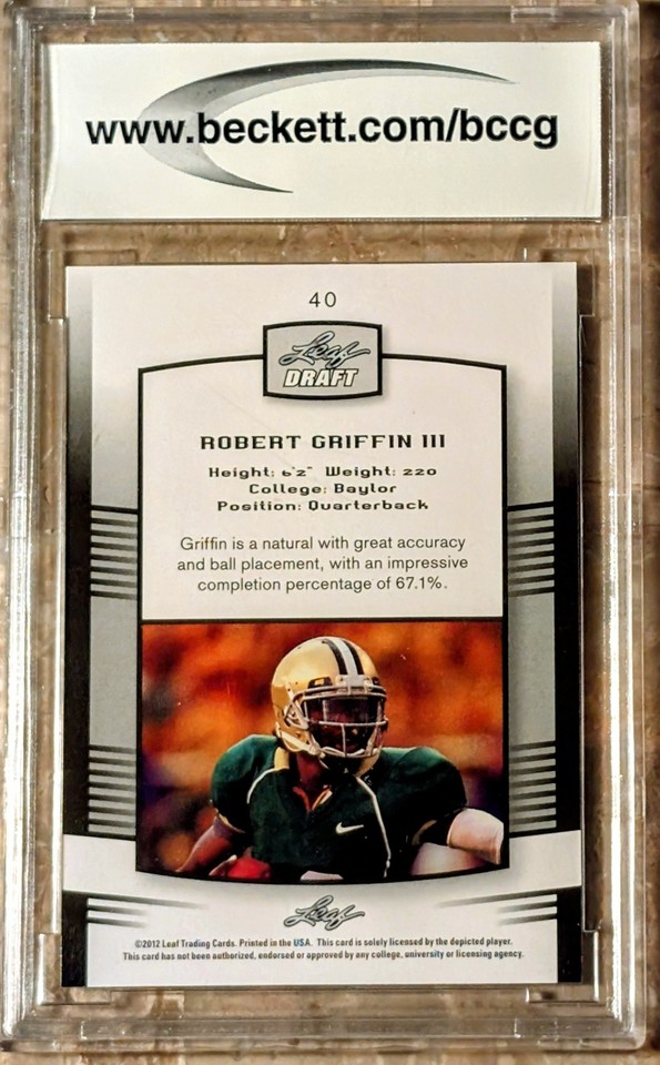 2012 Leaf Draft Blue Robert Griffin III #40 BCCG 10 Mint Heisman | eBay