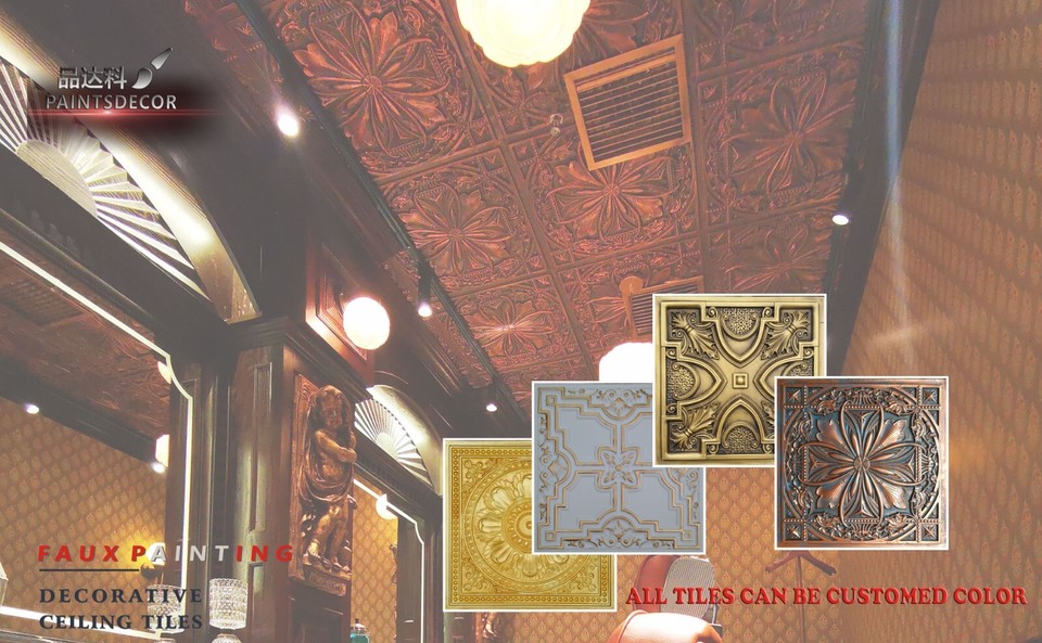 Tin ceiling tile Decorative Tin Ceiling Tile for Cafe Decor PL38 DCWB ...