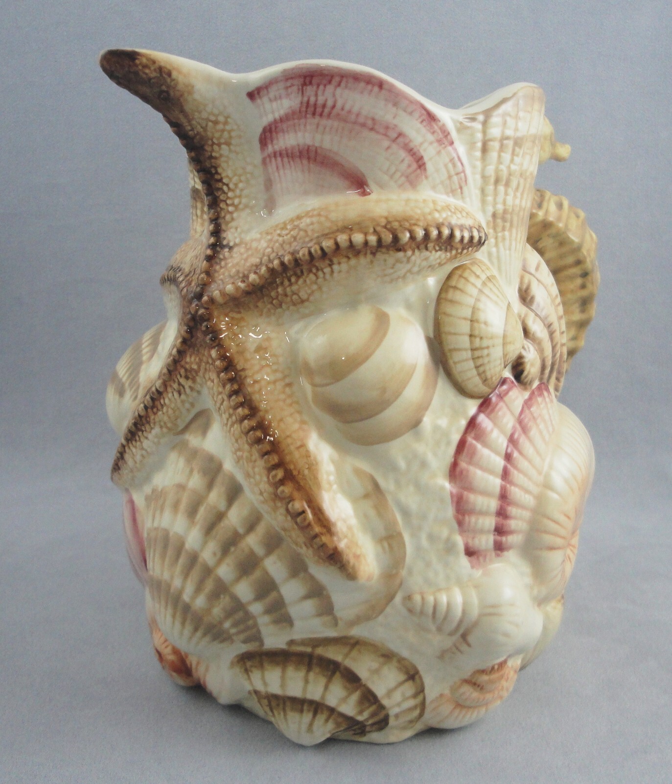 Pacific Rim Undersea Ceramic Pitcher Seahorse Starfish Sea Shells 2qt ...