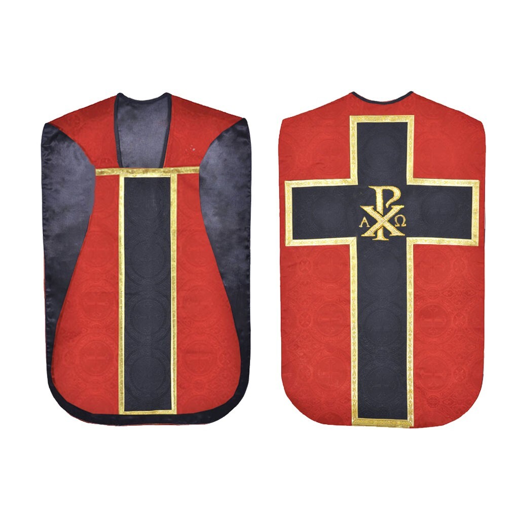 Red With Black Roman Chasuble Fiddleback Vestment Fiddleback & 5pcs set ...