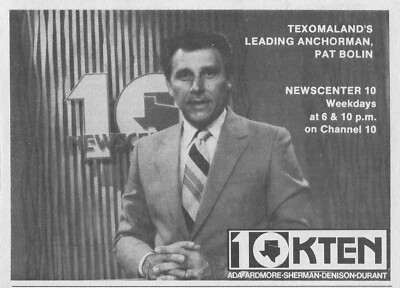 1986 KTEN ADA,OKLAHOMA TV NEWS AD ~ PAT BOLIN TEXOMALAND'S LEADING ...