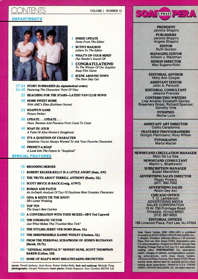 SOAP OPERA UPDATE Sept. 26 1988 Terrell Anthony Scott Bryce Robert ...