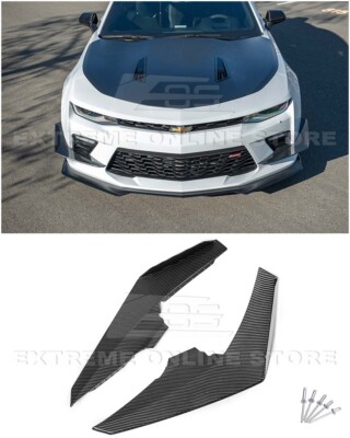CARBON FIBER LOOK Front Bumper Side Canards Dive Plane For 16-18 Chevy ...