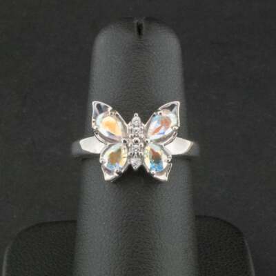 (PA2) 9ct White Gold Butterfly Ring Size I 1/2 3.1g | eBay UK
