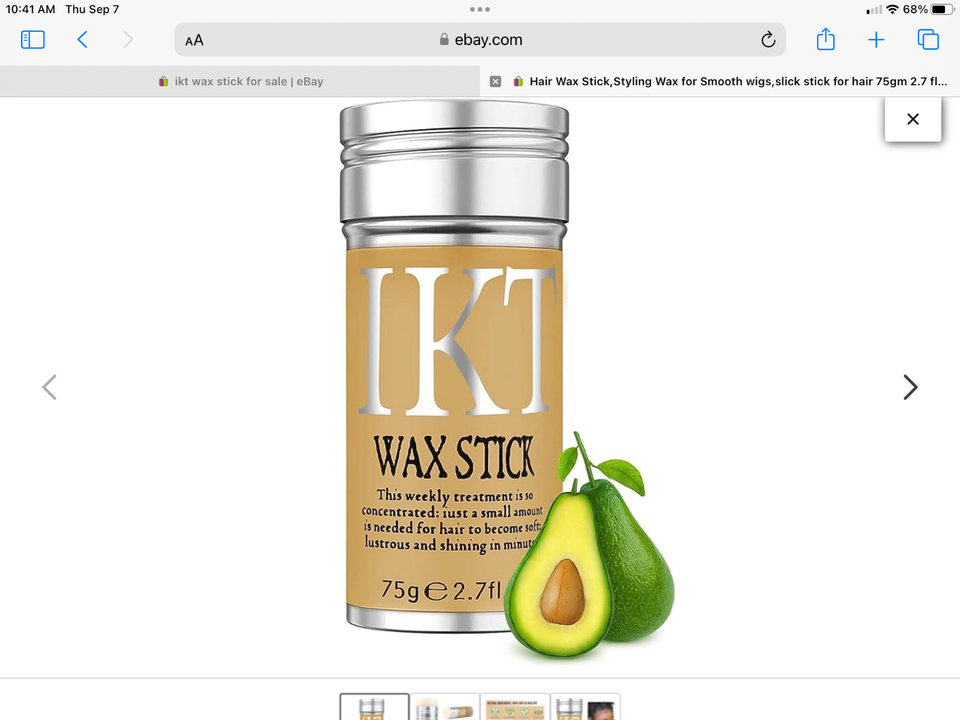 (2) IKT Hair Wax Stick,Styling Wax for Smooth wigs,slick stick 75gm 2.7 ...