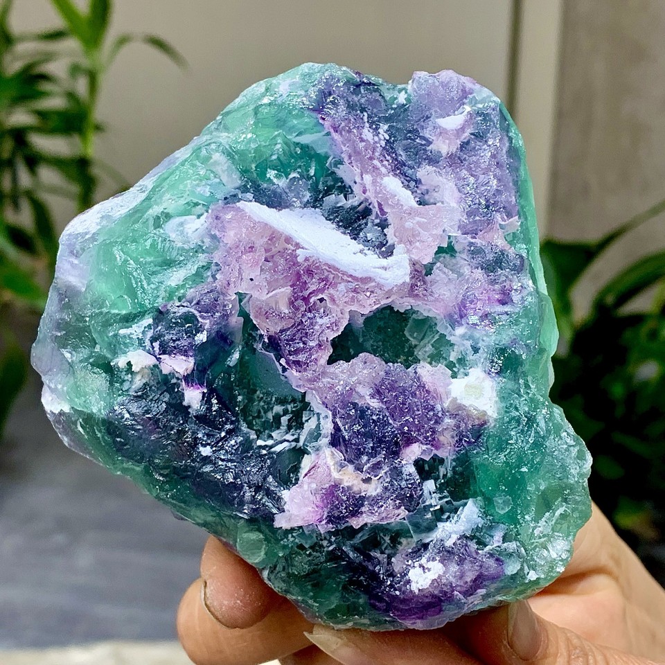 591G Rare transparent purple-green fluorite mineral crystal sample ...