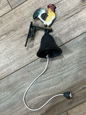 Antique Cast Iron Rooster Door Bell Ringer Wall Mount Clapper Farmhouse ...