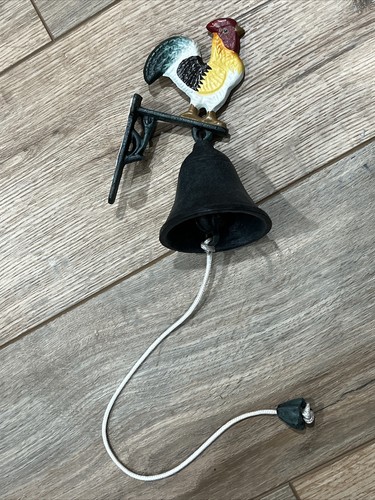 Antique Cast Iron Rooster Door Bell Ringer Wall Mount Clapper Farmhouse ...