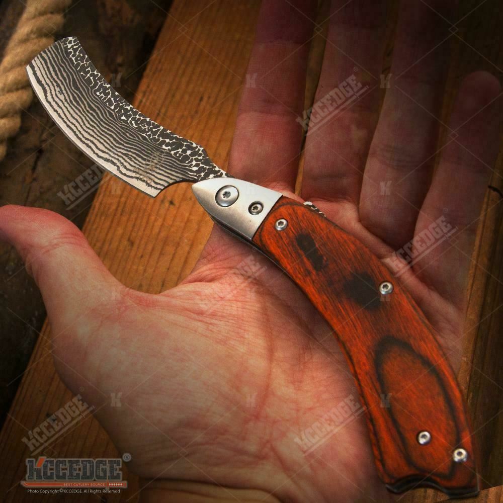 10" BUCKSHOT SHAVING RAZOR BLADE Pocket Folding Knife WOOD AND BLACK ...