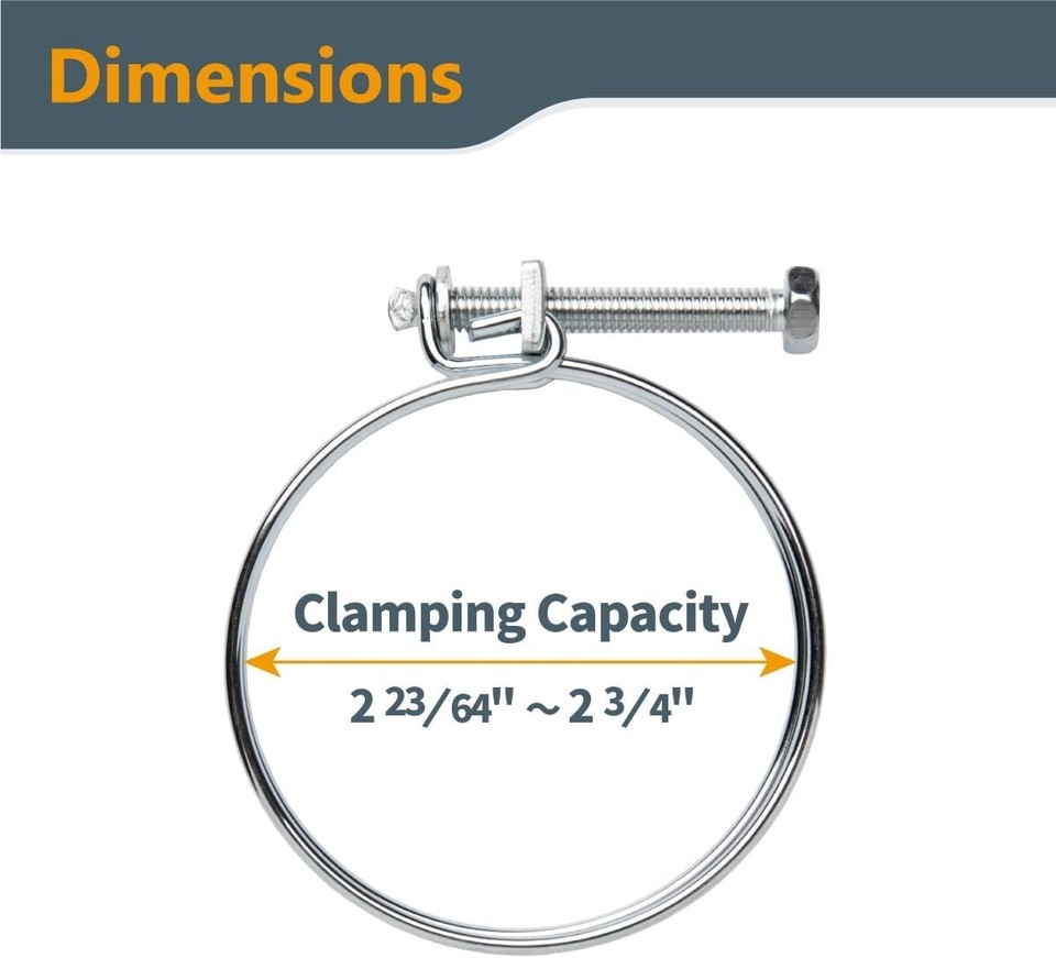 70197 2-1/2 Inch Double Wire Hose Clamp with bolt, Adjustable Hose ...